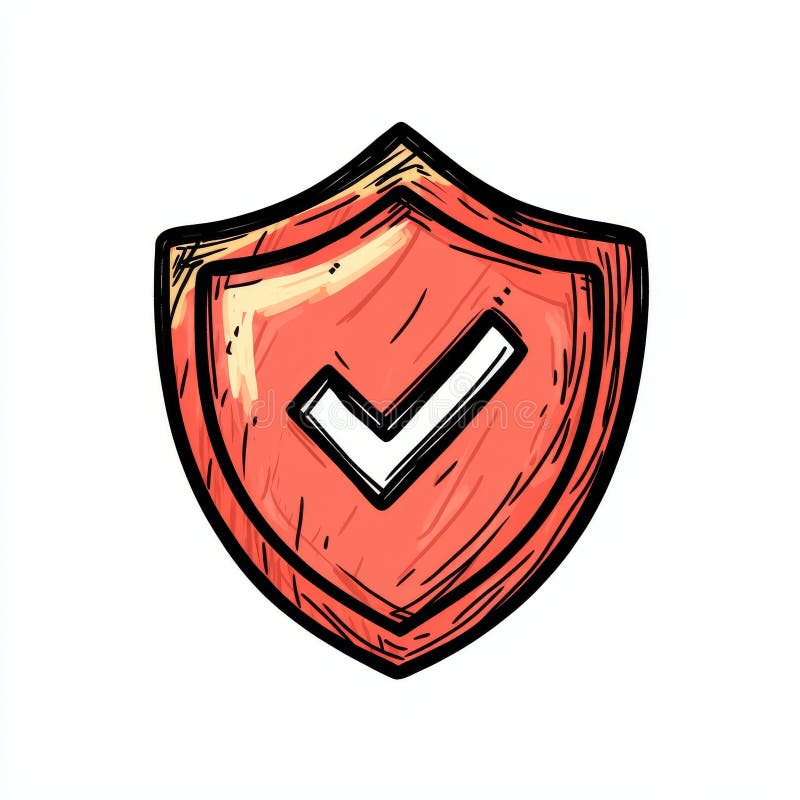 Security and Protection are Symbolized by a Check Mark on a Red Shield ...