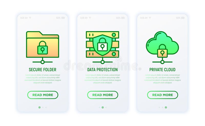Security and Protection Thin Line Icons: Secure Folder,private Cloud ...
