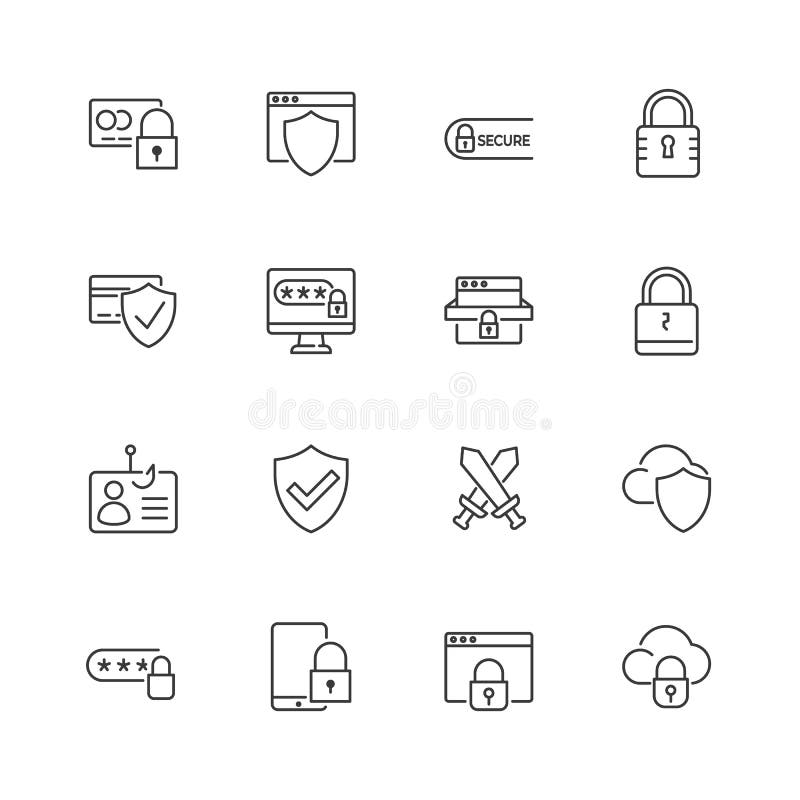 Security and Protection Vector Line Icons. Editable Stroke Stock Vector ...