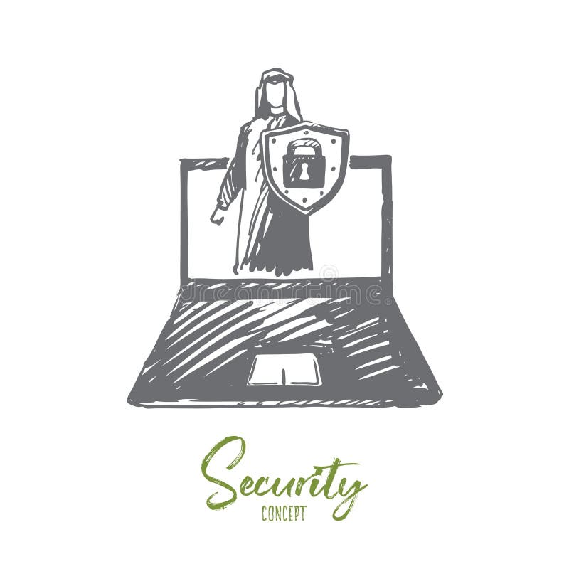 Security, Reliability, GDPR, Arab, Technology Concept. Hand Drawn ...