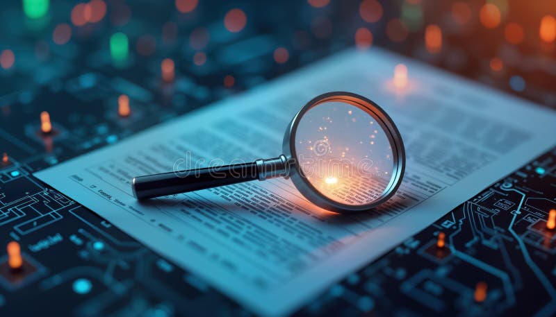 Security Risk Assessment Concept. Magnifying Glass Focuses on Document ...