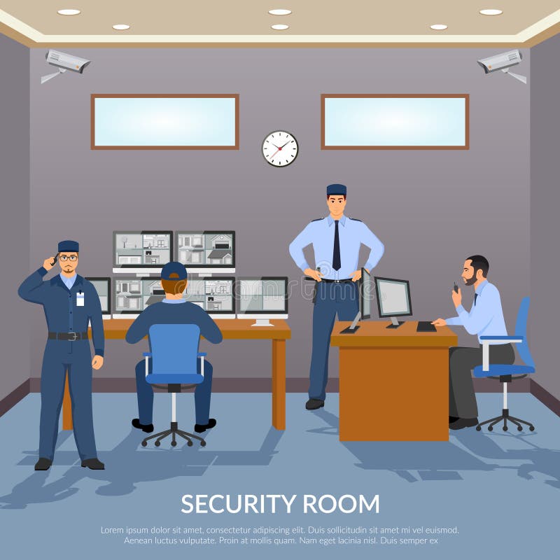 Security Room Illustration stock vector. Illustration of camera - 183143696