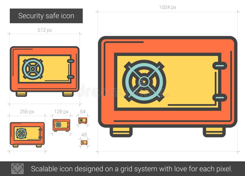 Security safe line icon. stock vector. Illustration of safe - 95108610