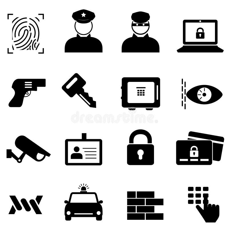 Security and Safety Icon Set Stock Vector - Illustration of isolated ...
