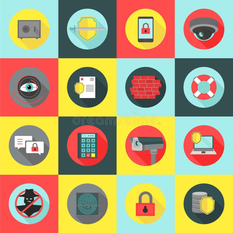 Security & Safety Icon Set Stock Vector - Illustration of intelligence ...