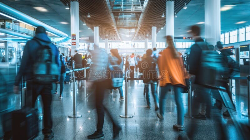 Security Screening at an Airport with Passengers Going through Stock ...
