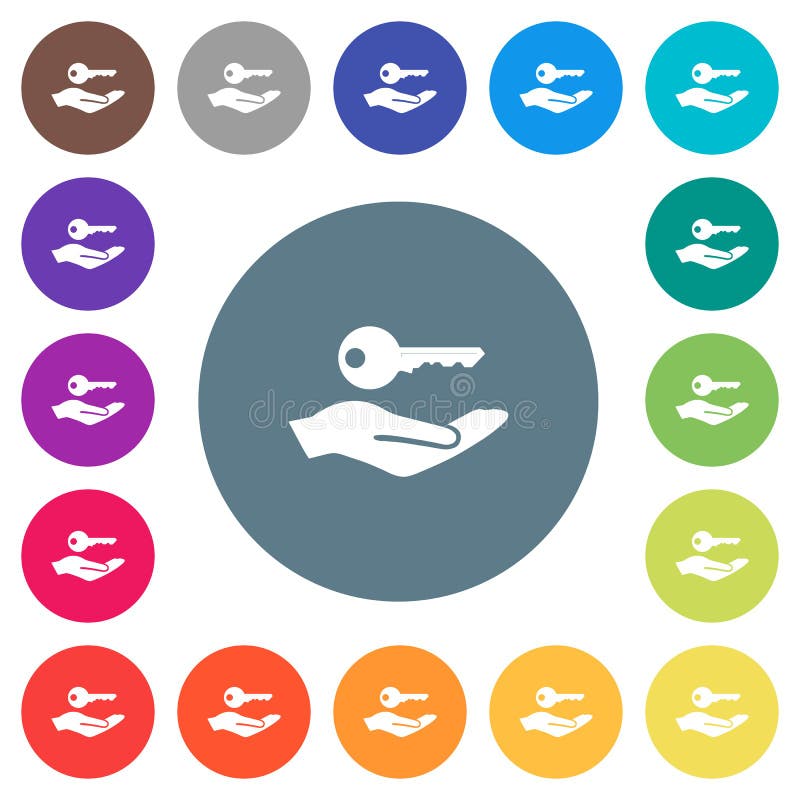 Security Service Flat White Icons on Round Color Backgrounds Stock ...