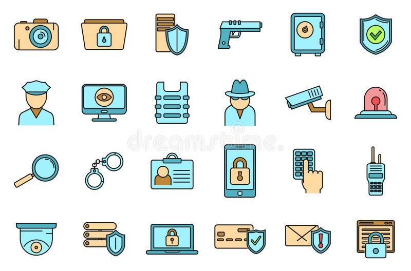 Security Service Scan Icons Set Vector Color Line Stock Illustration ...