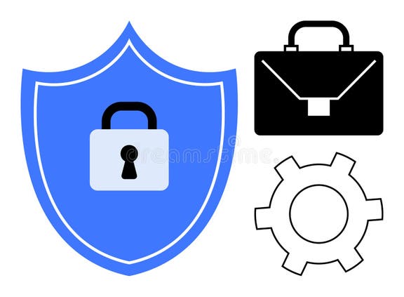 Security Shield, Briefcase, and Gear Representing Data Protection and ...