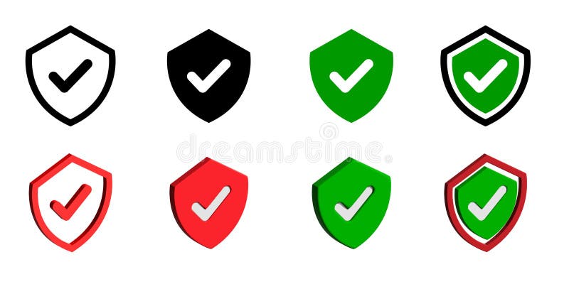 Security Shield Check Mark. 3D Approved Mark Icon. Stock Vector ...
