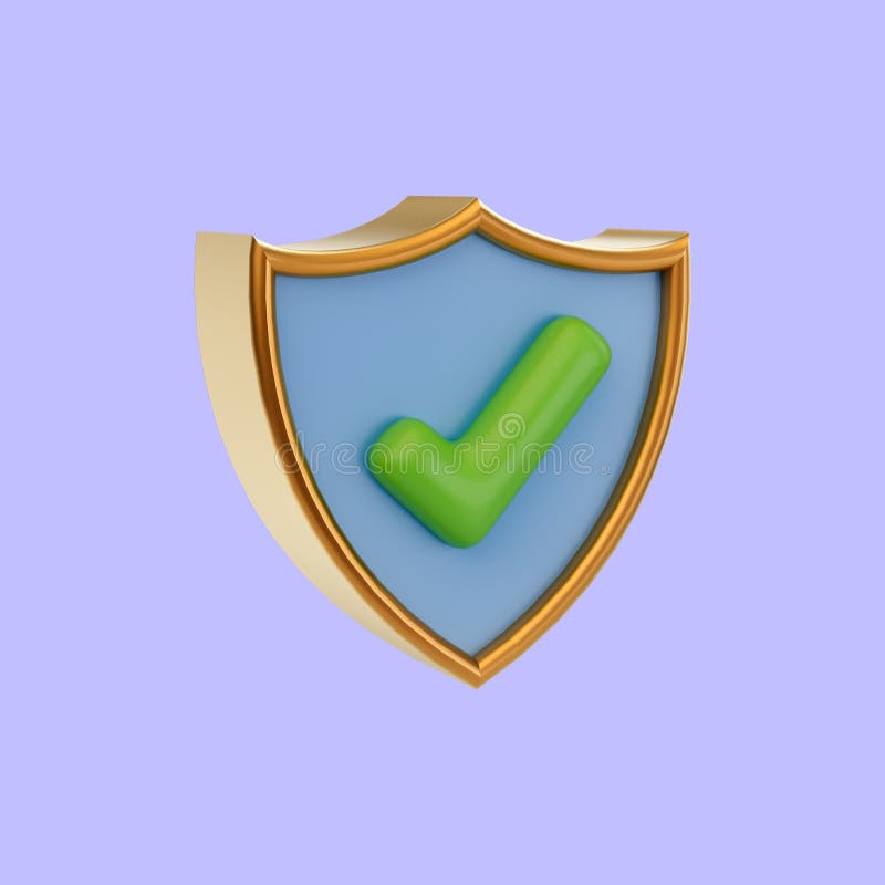 Security Shield Check Mark Icon 3d Render Concept for Safe Protection ...