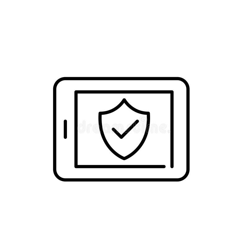 Security Shield with Checkmark on Electronic Tablet. Data Protection ...