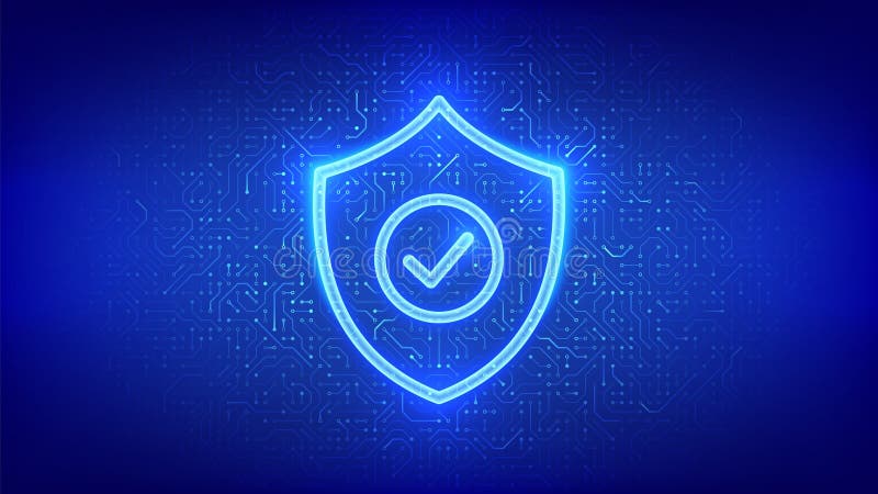 Security Shield. Cyber Security. Protection Shield with Check Mark Icon ...