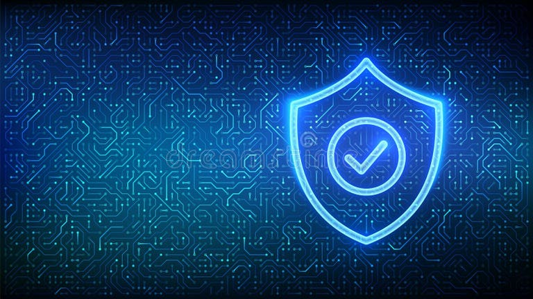 Security Shield. Cyber Security. Protection Shield with Check Mark Icon ...