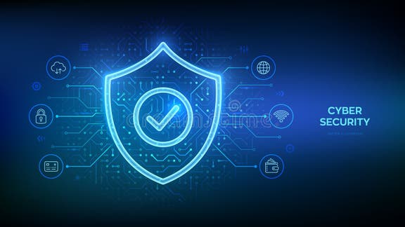 Security Shield. Cyber Security. Protection Shield with Check Mark Icon ...