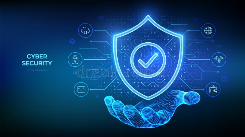 Security Shield. Cyber Security. Protection Shield with Check Mark Icon ...