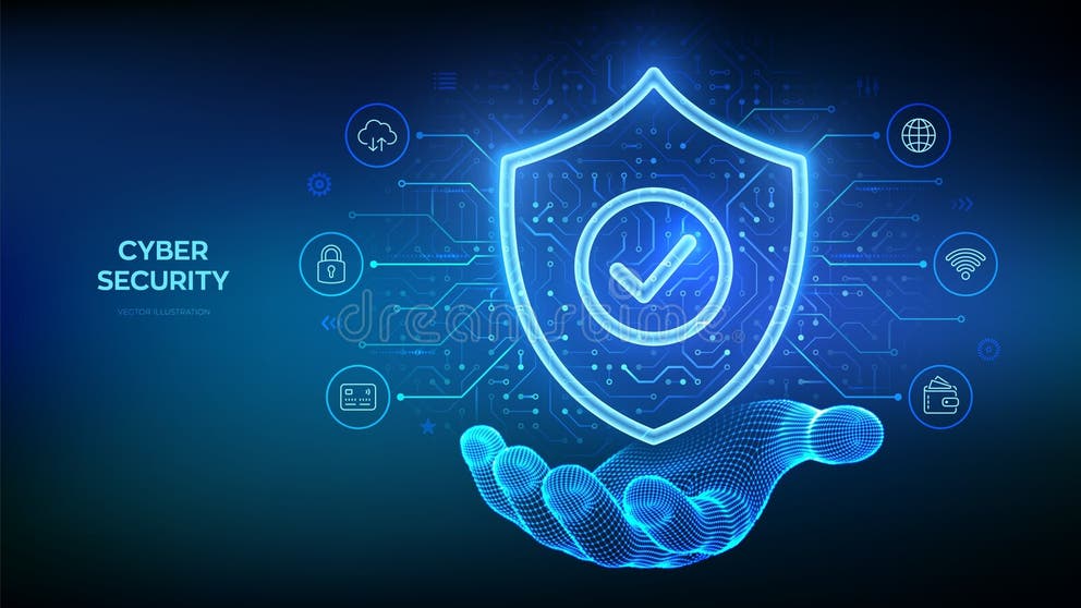 Security Shield. Cyber Security. Protection Shield with Check Mark Icon ...