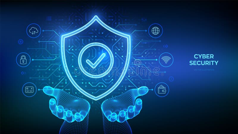 Security Shield. Cyber Security. Protection Shield with Check Mark Icon ...