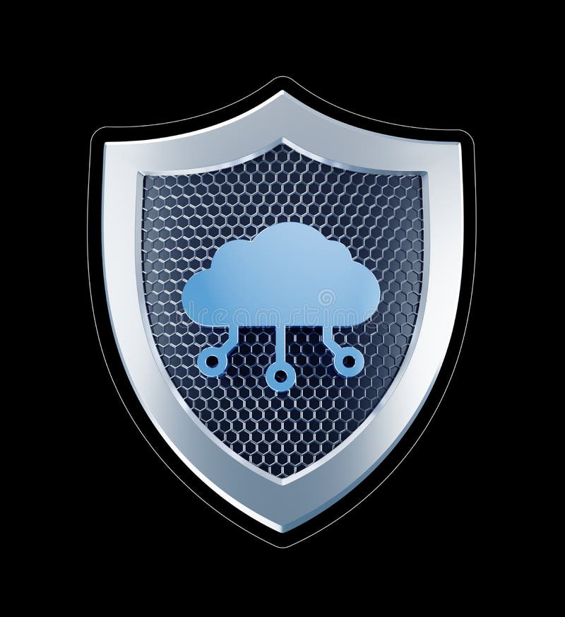 Security Shield of a Digital Cloud Stock Illustration - Illustration of ...