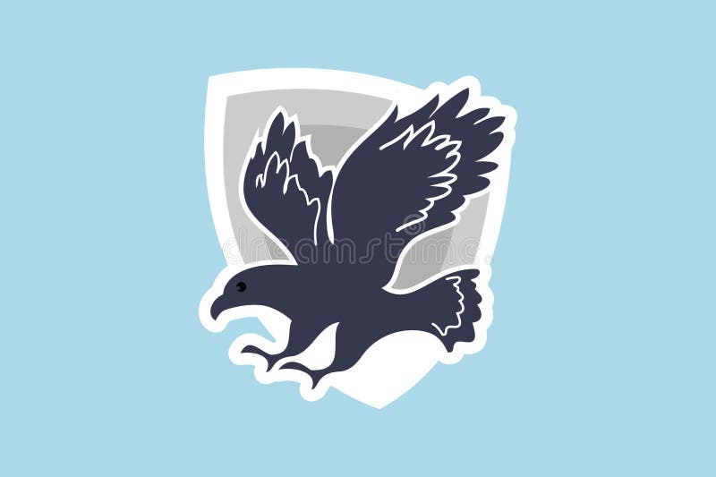 Security Shield with Eagle Logo Sticker Design Template Vector. Animal ...