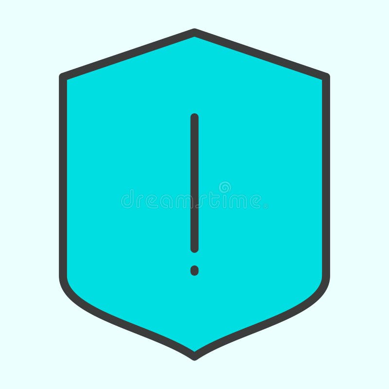 Security Shield with Exclamation Mark Line Icon. Vector Simple Minimal ...