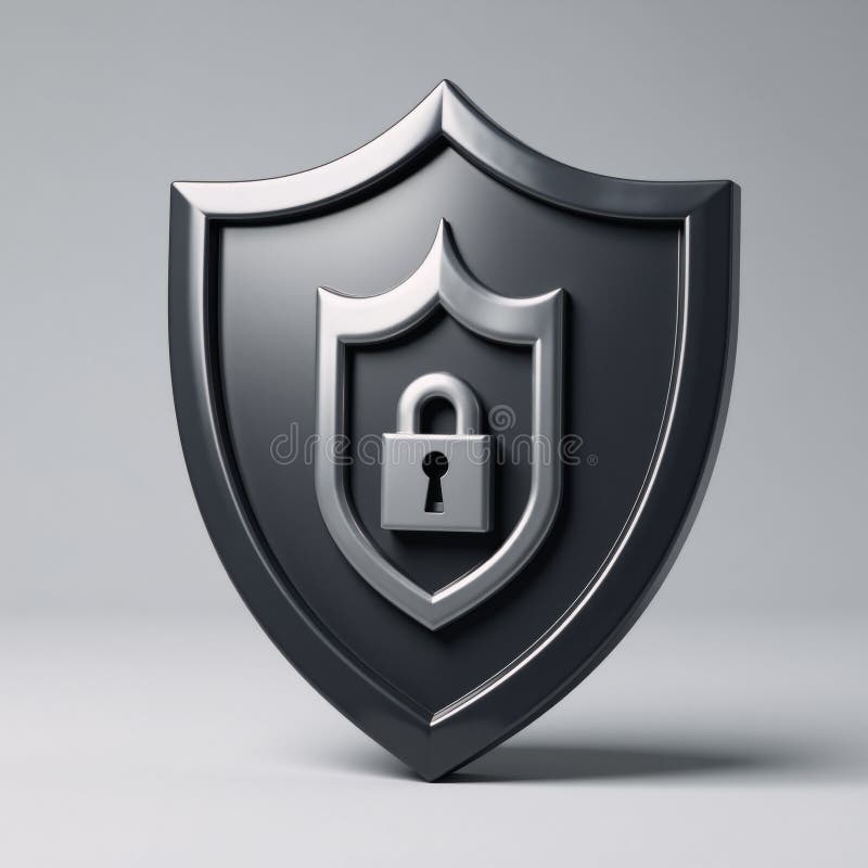 Security Shield Icon Illustrated in Isolation Against Minimalistic ...