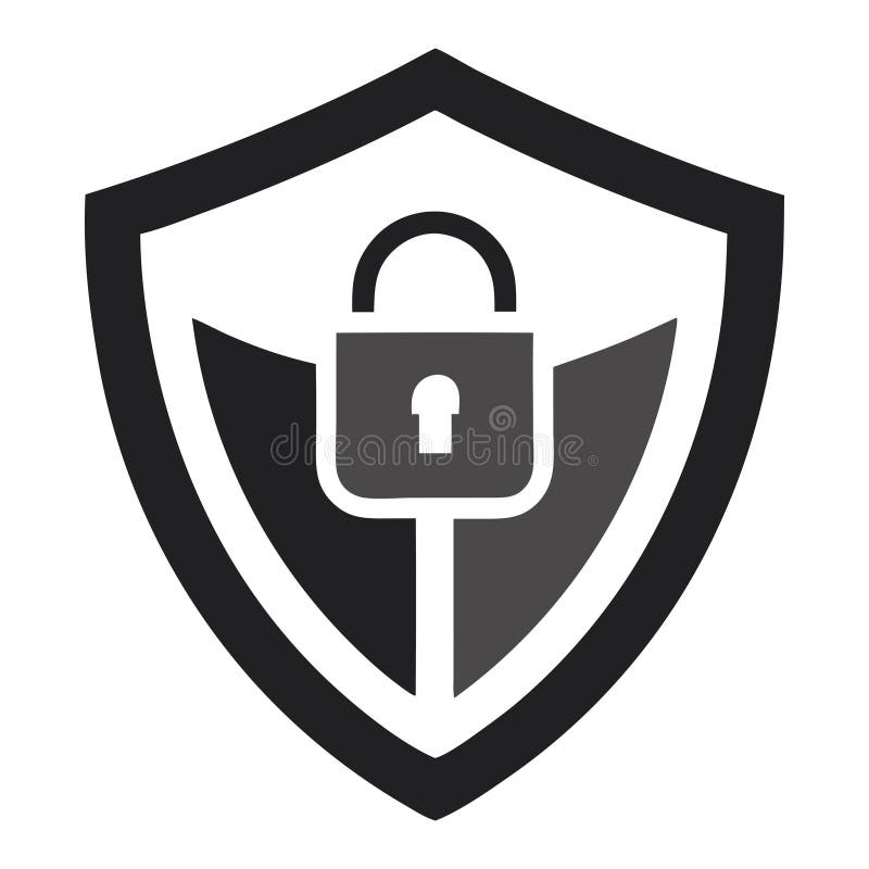 Security Shield Icon with Padlock Data Protection Symbol Stock ...