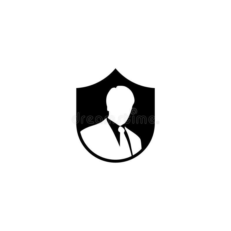 Security Shield Icon. Shield with User Symbol Isolated on White ...