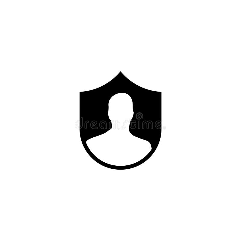 Security Shield Icon. Shield with User Symbol Isolated on White ...
