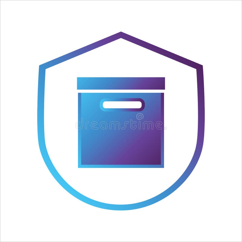 Security Shield Icon. Shield with Shipping Box Symbol Stock Vector ...