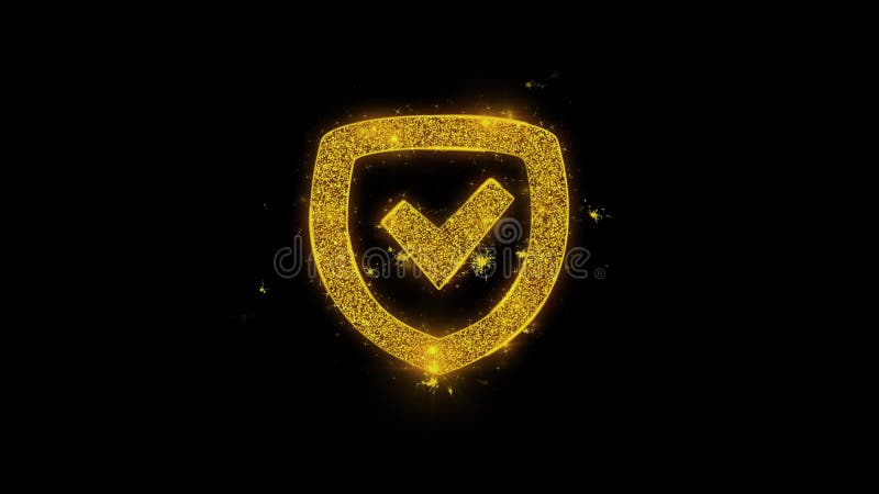 Security Shield Icon Sparks Particles on Black Background. Stock ...