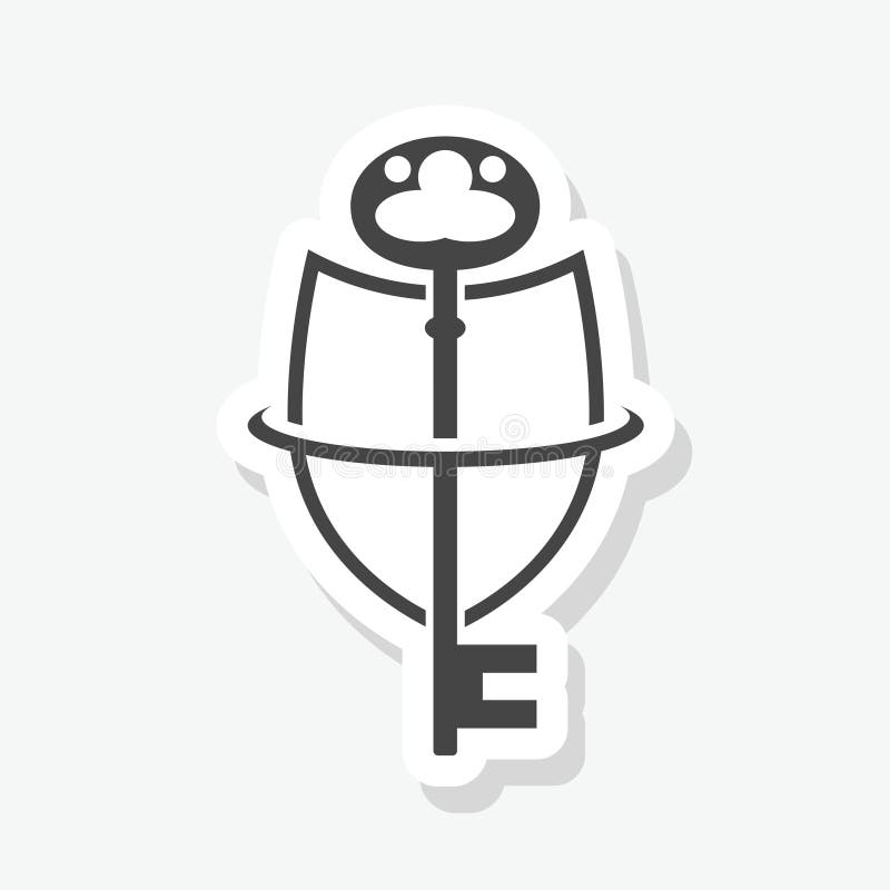 Security Shield Icon Sticker Isolated on White Background Stock Vector ...