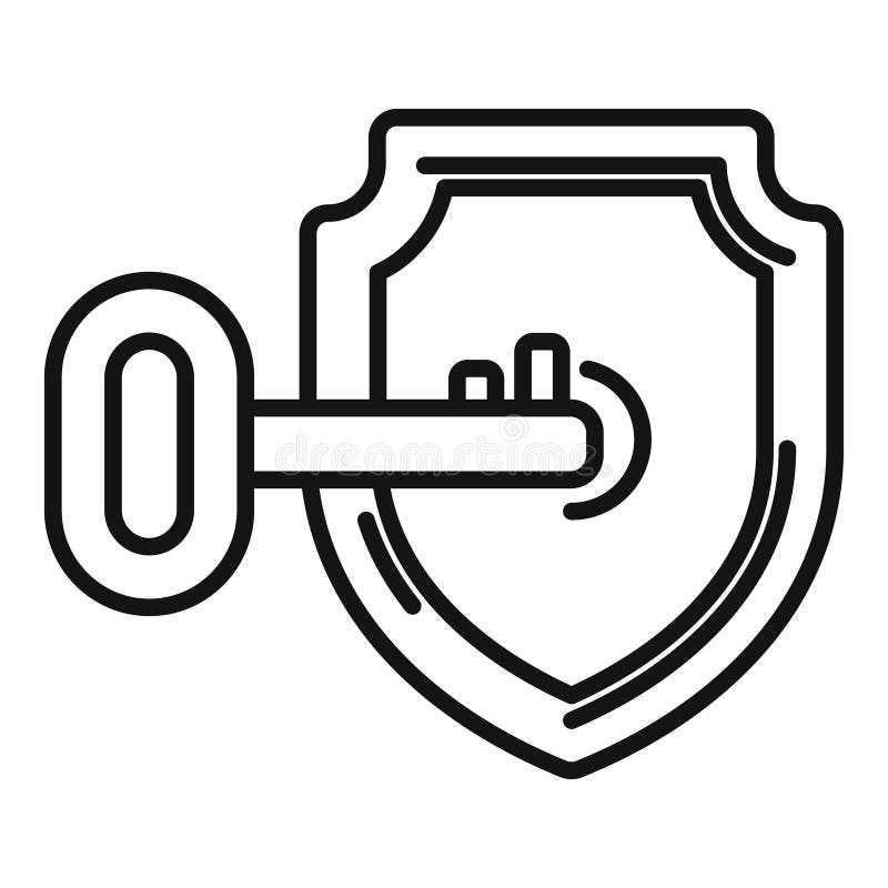 Security Shield with Key Line Icon Stock Vector - Illustration of ...