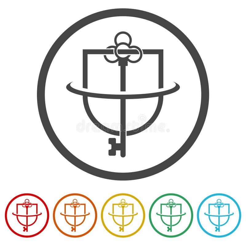 Security Shield Key Logo Ring Icon, Color Set Stock Vector ...