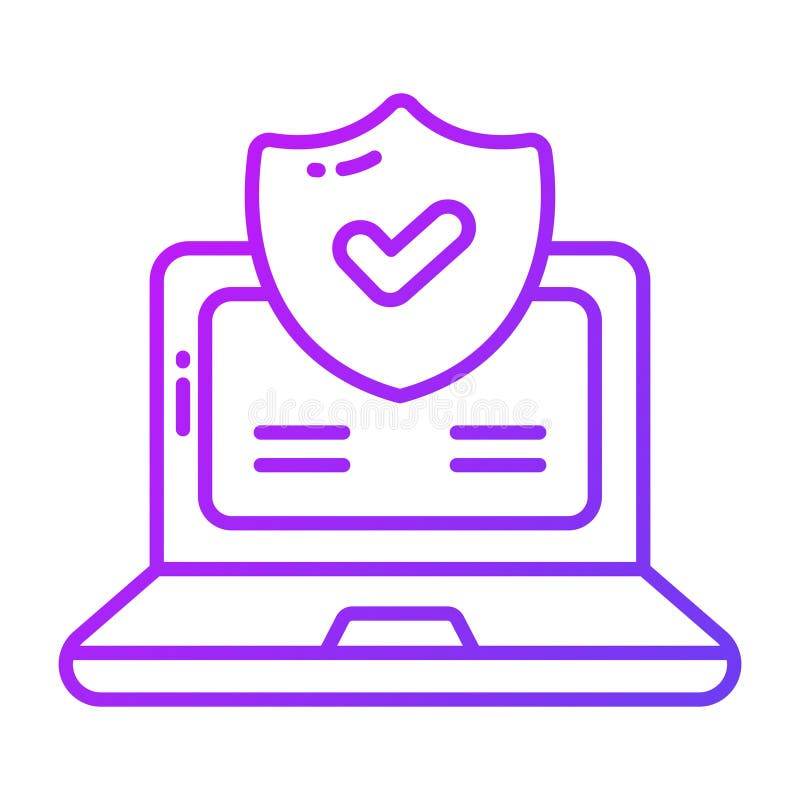 Laptop, Protection and Security Vector Icons Set Cyber Computer Network ...