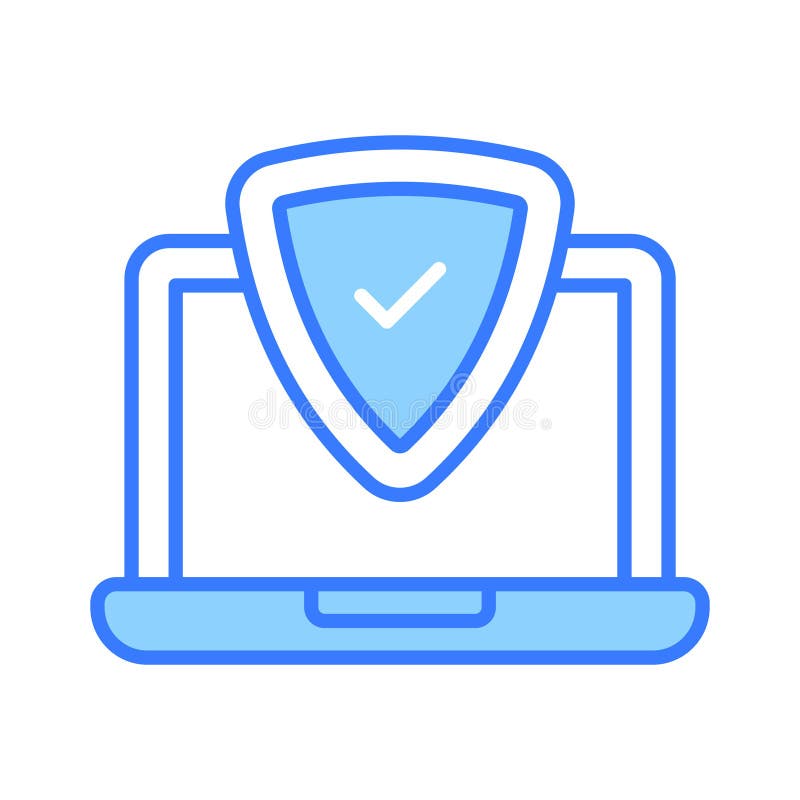 Security Shield with Laptop Showing Concept Icon of Laptop Protection ...