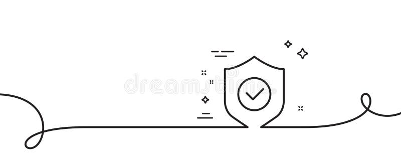 Security Shield Line Icon. Cyber Defence Sign. Continuous Line with ...
