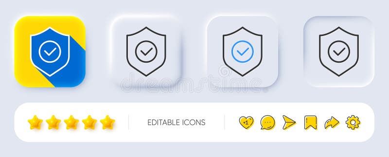 Security Shield Line Icon. Cyber Defence Sign. Neumorphic Buttons ...