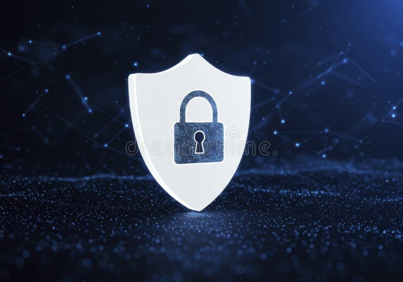 Security Shield with Lock Icon Against Digital Background Stock ...