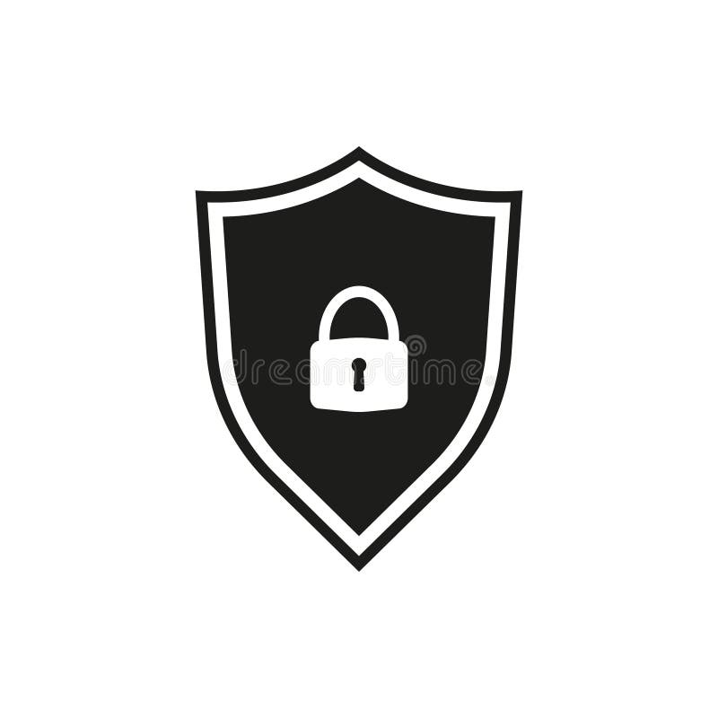 Security Shield with Lock Icon in Flat Style. Vector. Stock Vector ...