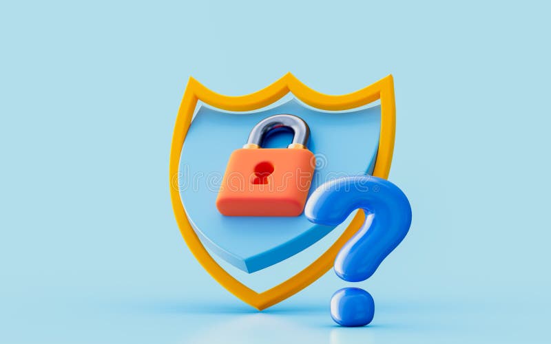 Security Shield Lock Pad with Question Mark Sign 3d Illustration Stock ...