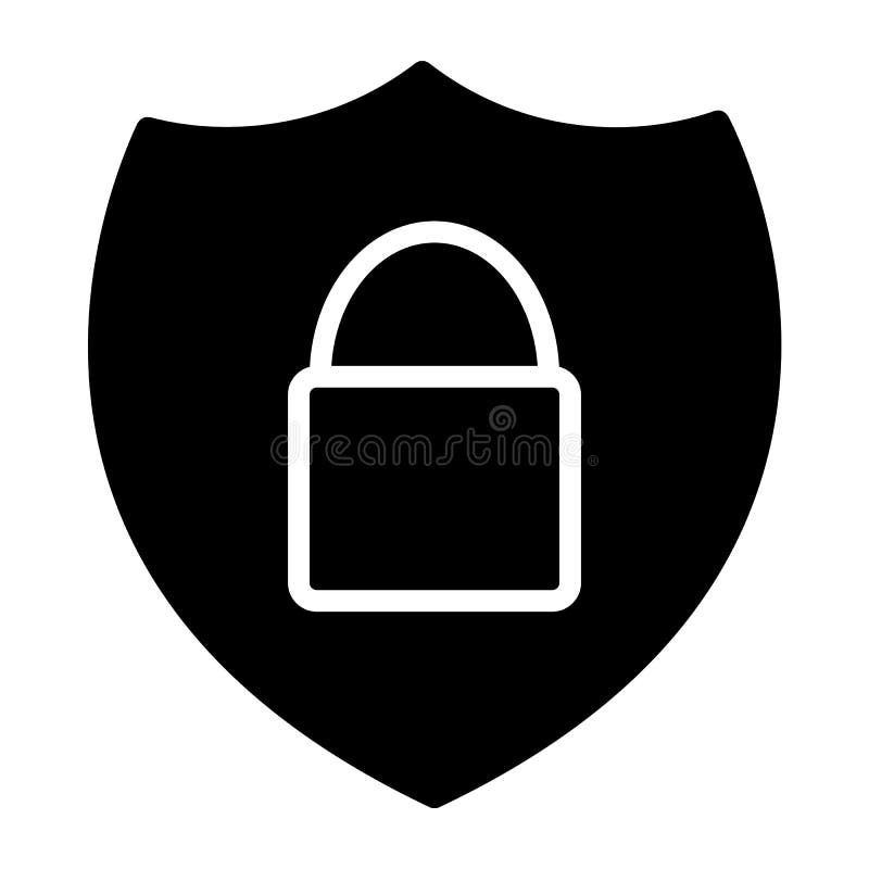 Security Shield with Lock Pixel Perfect Vector Silhouette Icon 48x48 ...