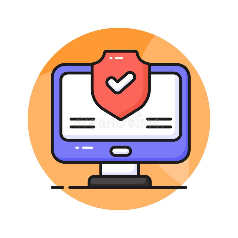 Security Shield with Monitor Showing Concept Icon of Computer ...