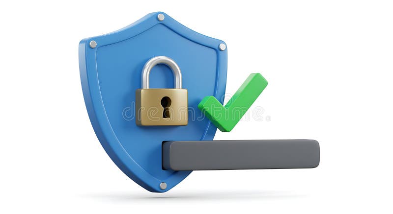 Security Shield with Padlock and Check Mark Ensuring Data Protection ...