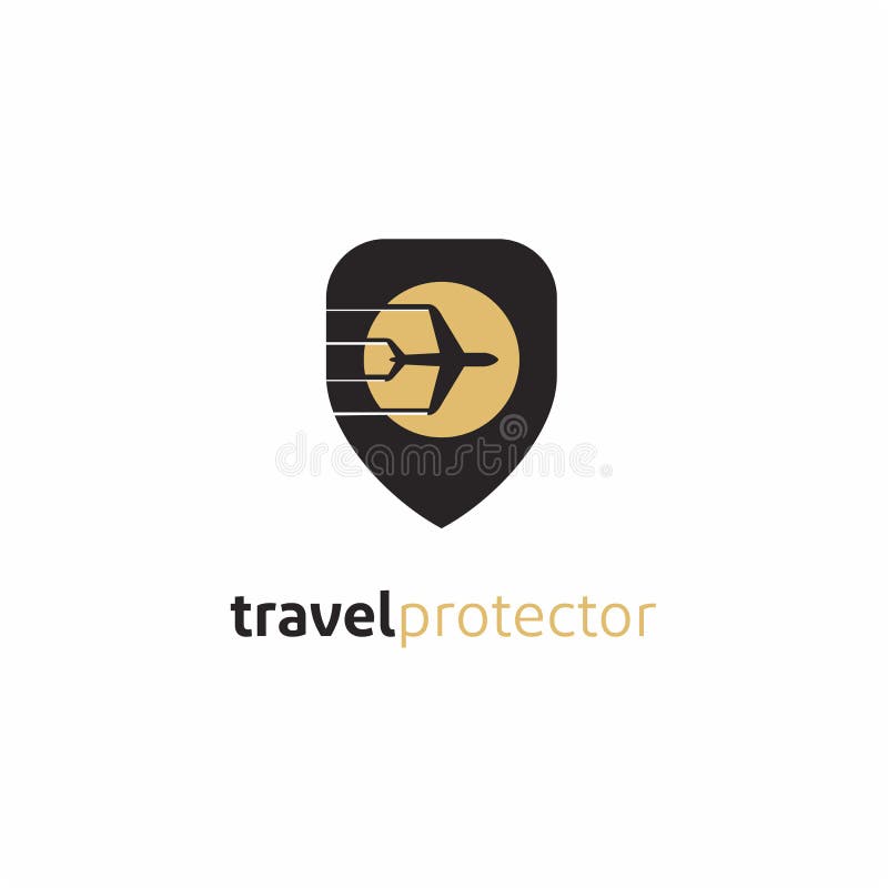 Security Shield with Plane, Travel Protector Logo Design Stock Vector ...