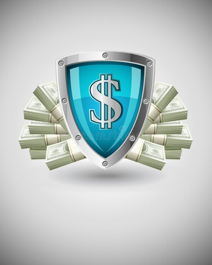 Security Shield Protecting Money Business Concept Stock Vector ...