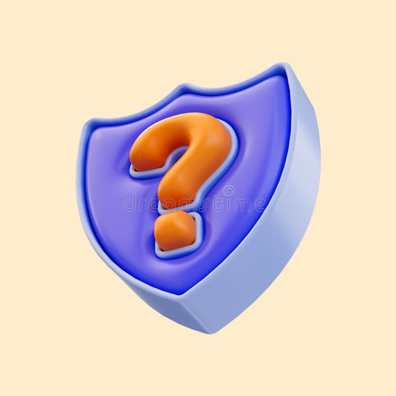 Security Shield Question Mark Icon 3d Render Concept for Asking ...