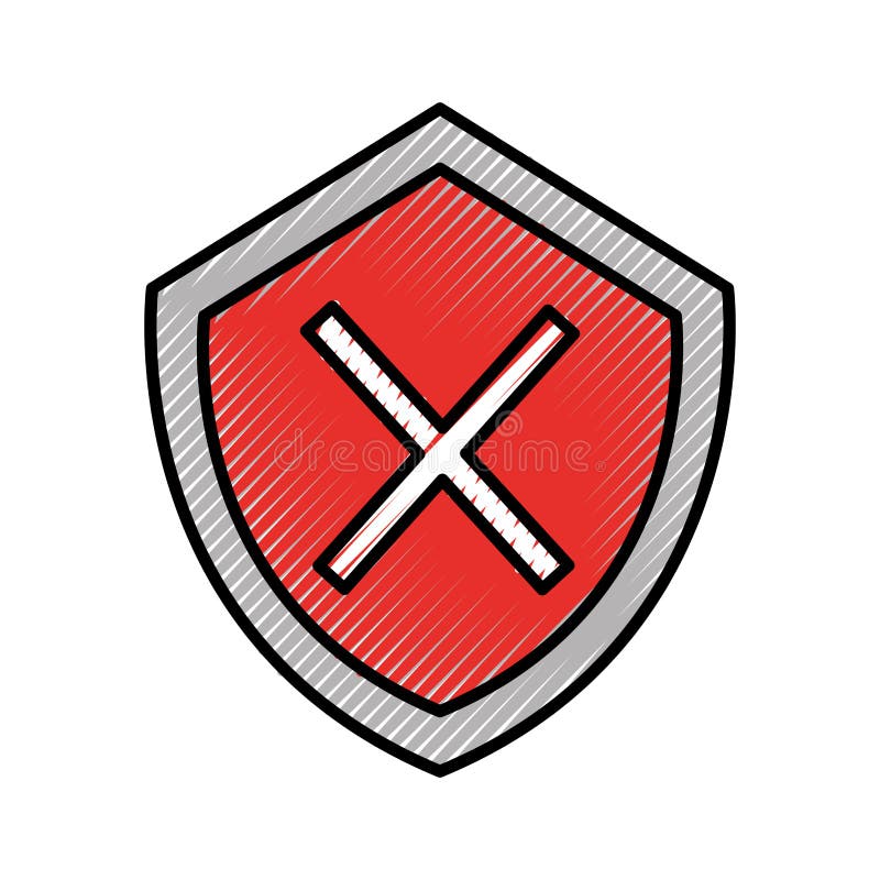 Security Shield with X Symbol Stock Vector - Illustration of protect ...
