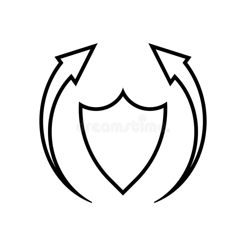 Security Shield with Two Arrows. Logo or Icon. Outline Design Style ...