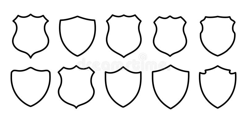 Security Shield Vector Line Icon Set. Security Shield Outline Symbol ...